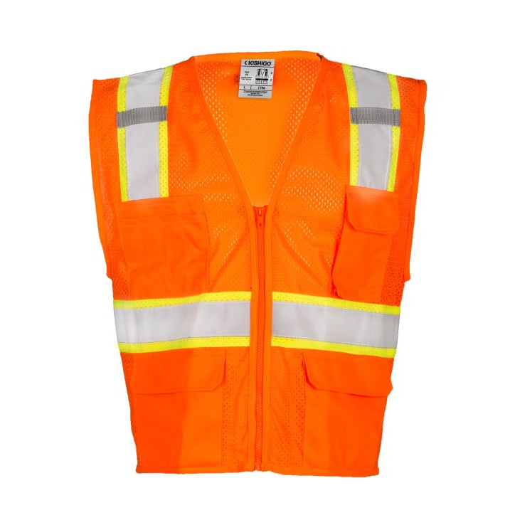 1196 Class II Type R Mesh Contrast Vest Orange — We-Do Equipment & Supply